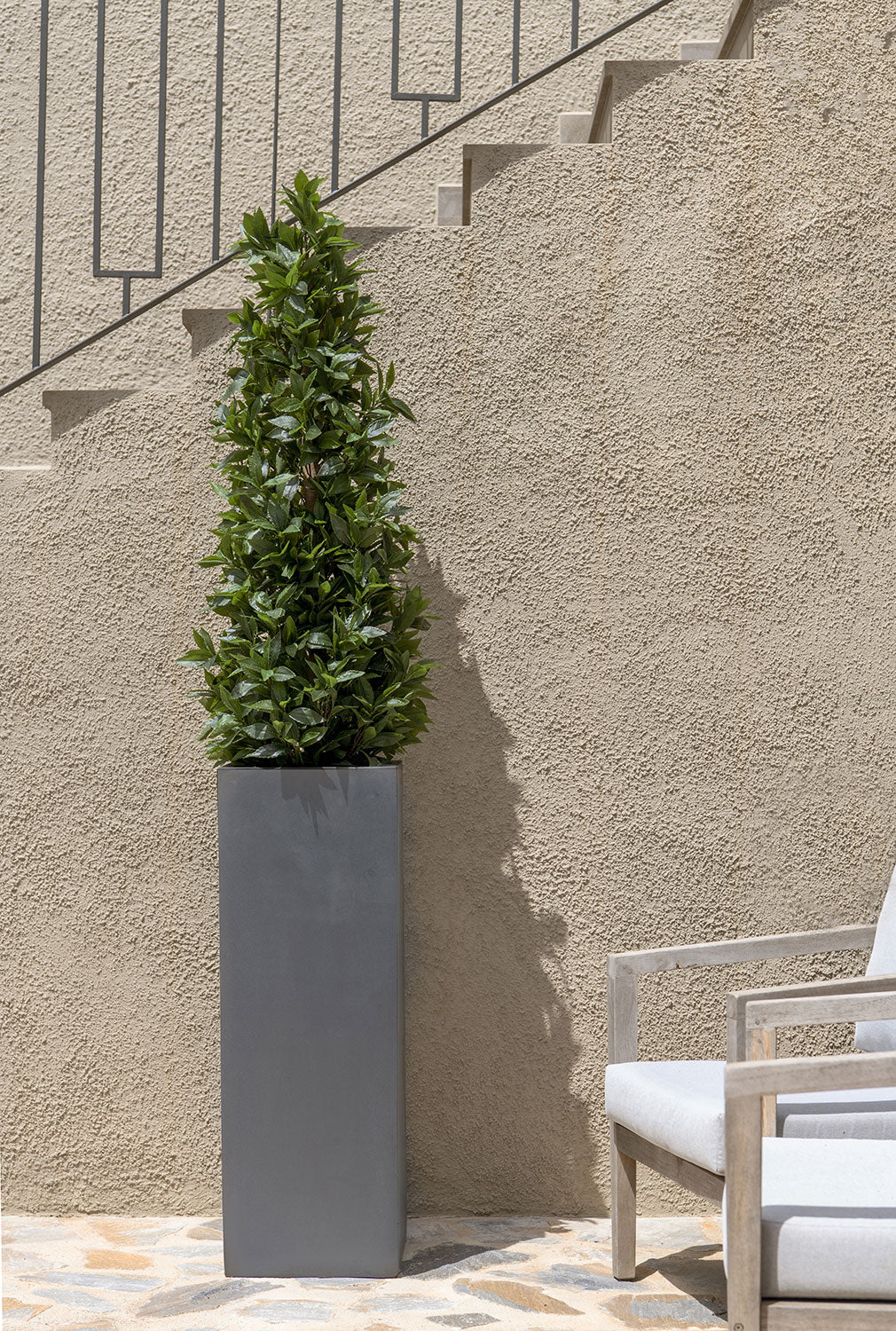 Yang Tall Planter Grey | Fibrestone Statement Planter | Soto Gardens